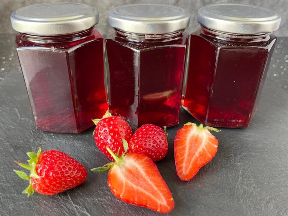 Homemade Strawberry Jelly & Strawberry Glaze - Tales From The Kitchen Shed